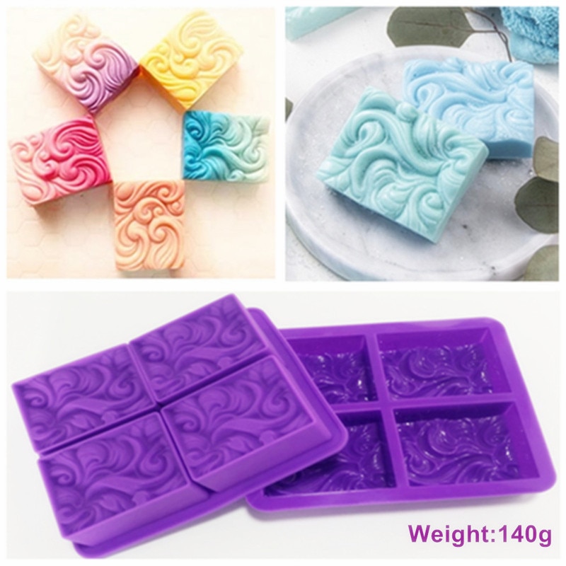 4 Cavity 3D Wave Emboss Aromatherapy Rectangular S... – Vicedeal