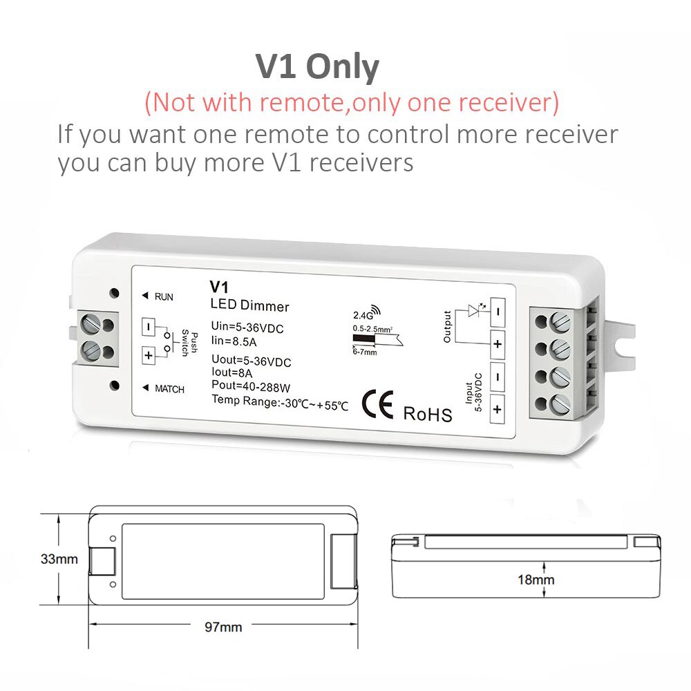 Led Strip Dimmer 12V 24V 36V 5V Dc Rf 2.4G Touch R... – Vicedeal