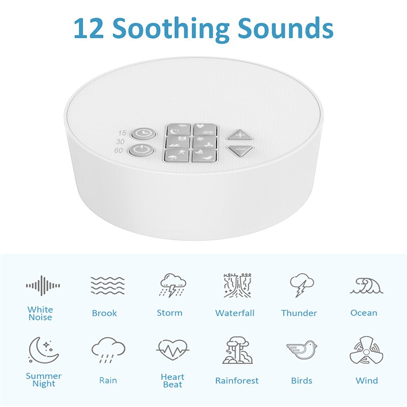 White Noise Sound Machine USB Rechargeable Timing ... – Grandado