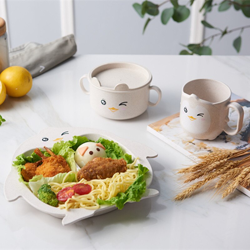 Baby Tableware 5-6 Pcs Set Kids Dinner Plate house... – Grandado