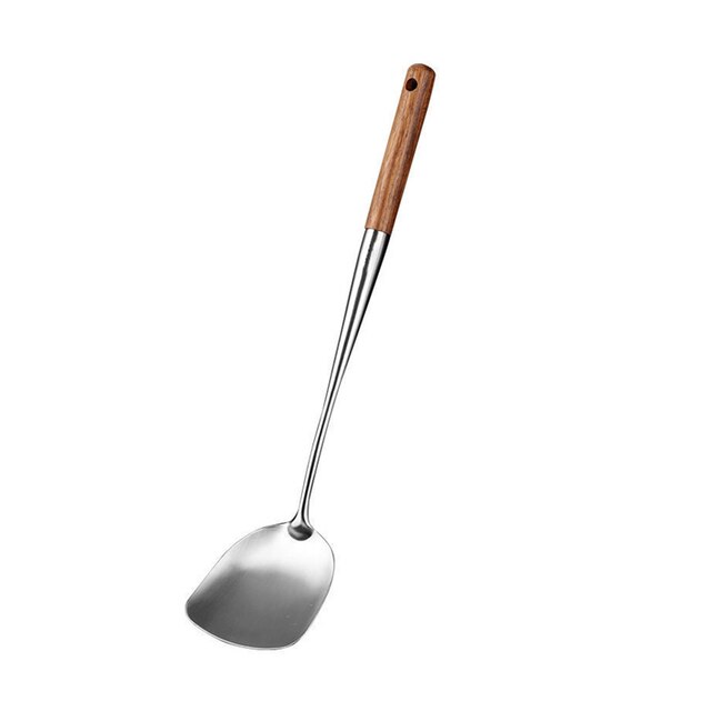 1pc Kitchen Wooden Handle Soup Spoon Spatula Stain... – Grandado
