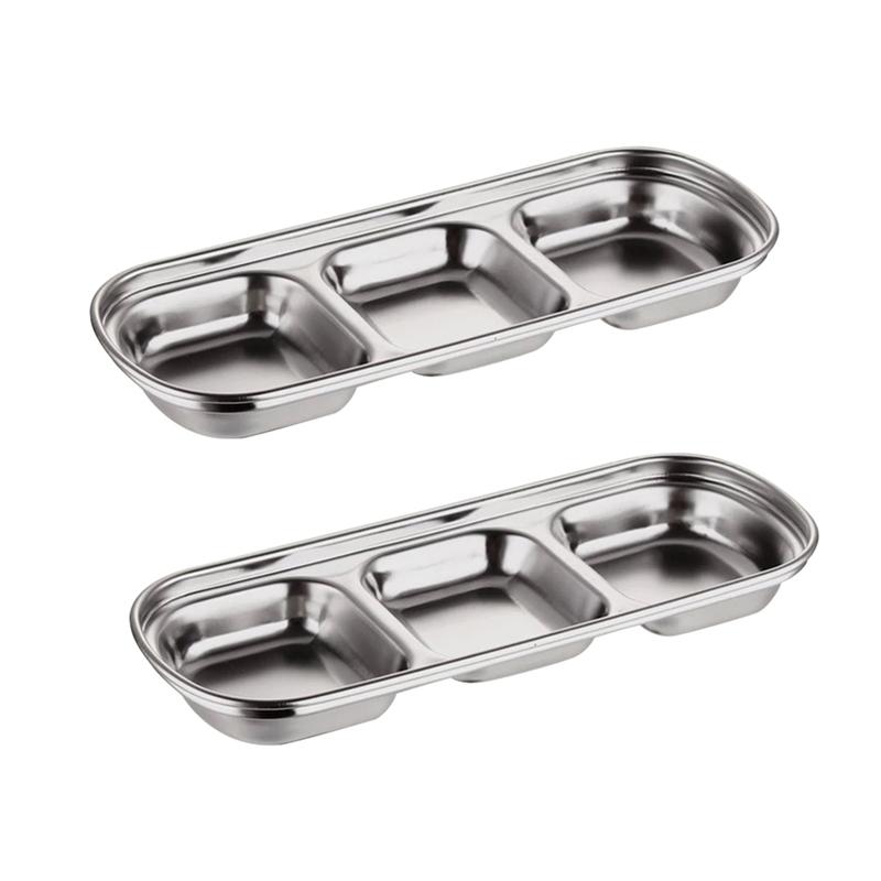 2PCS Stainless Steel Dip Dish Condiment Plate Sub-... – Vicedeal