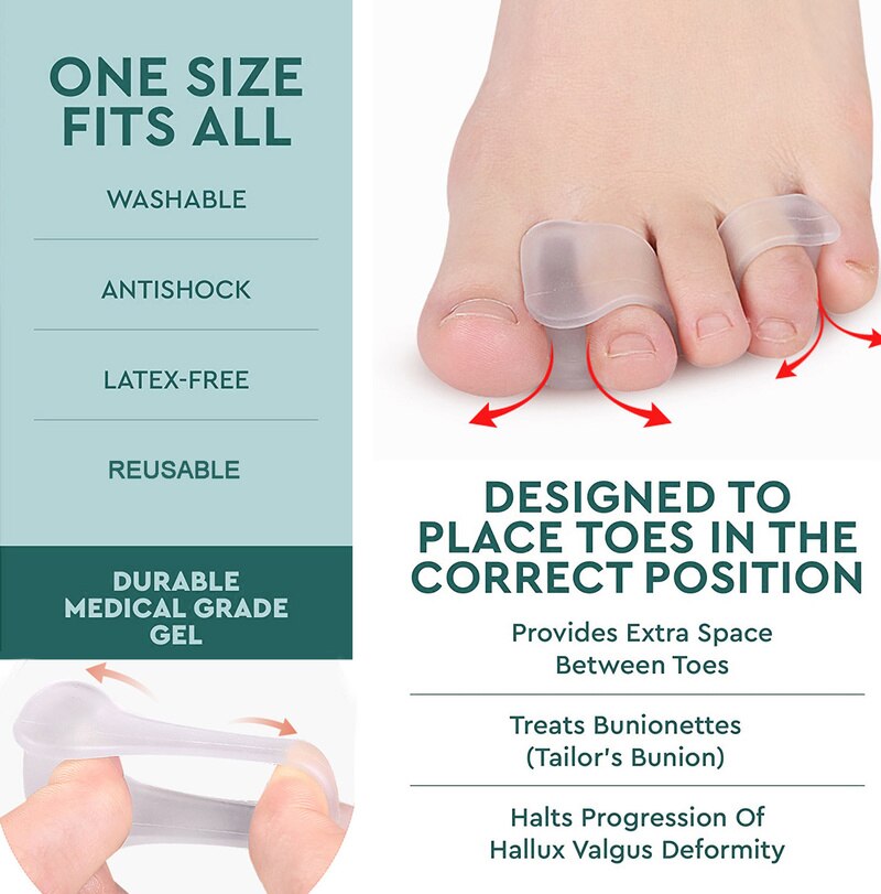 1Pair Toe Separator Bunion Straightener Splint for... – Vicedeal