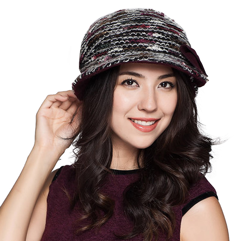 FS Wolle Gestrickte Hut Frauen Winter Lila Wein Ro... – Vicedeal