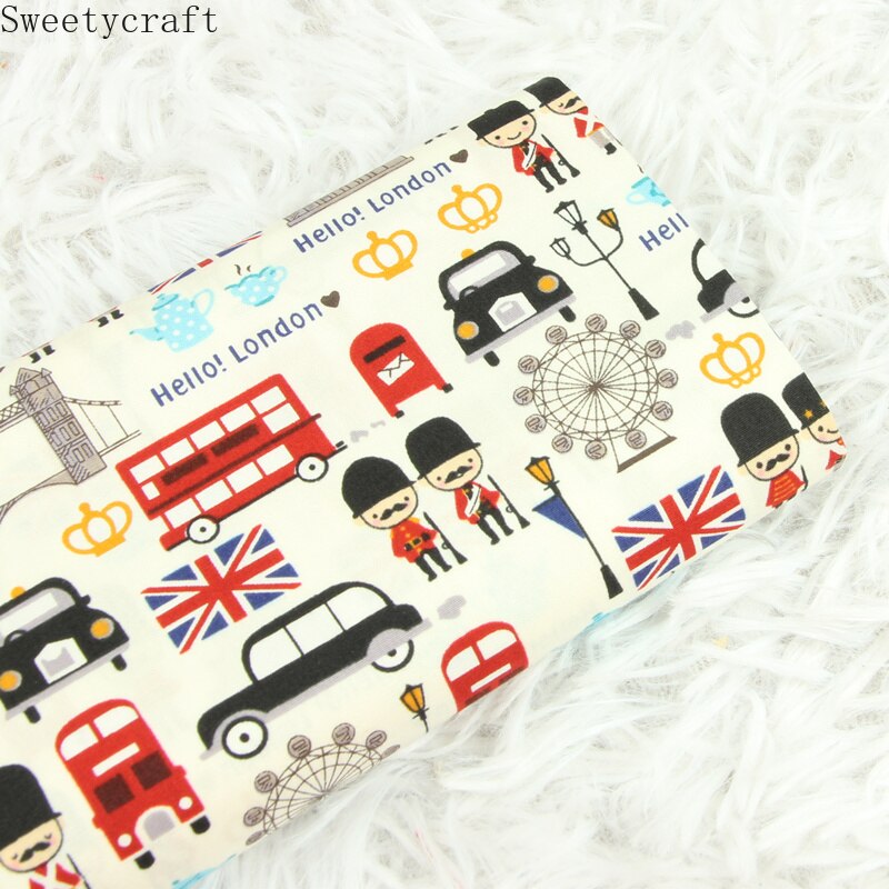 110x45cm Thin Cotton Fabric Solider London Print C... – Grandado