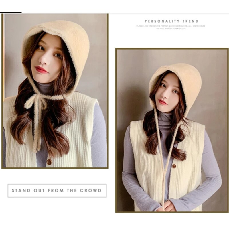 Women Winter Hat Soft Warm Cap Men Solid Hooded Ne... – Grandado