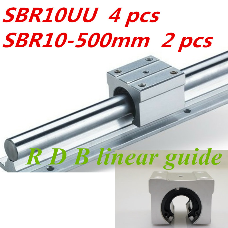 2pcs SBR10 500mm linear rail support with 4pcs SBR... – Vicedeal