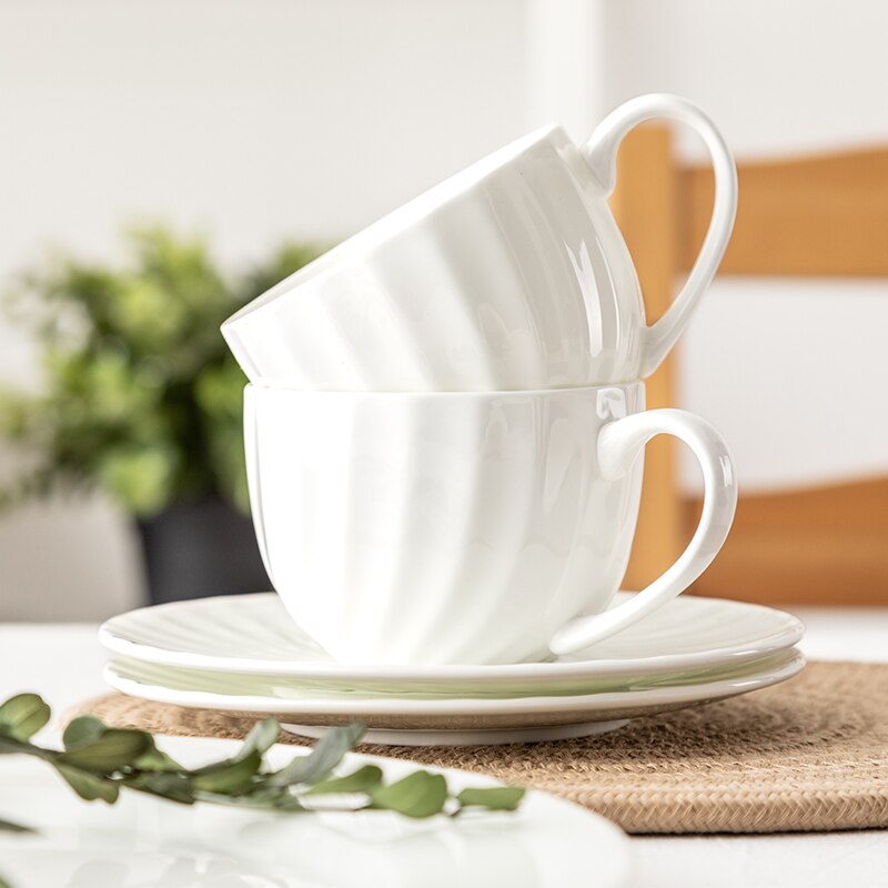 Pure White Bone China Coffee Tea Cup and Plate Set... – Grandado