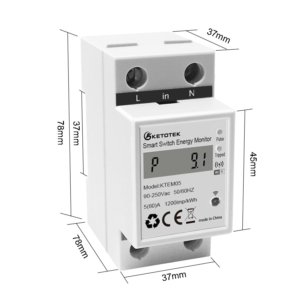 WiFi Smart Energy Meter Single Phase DIN Rail App ... – Grandado