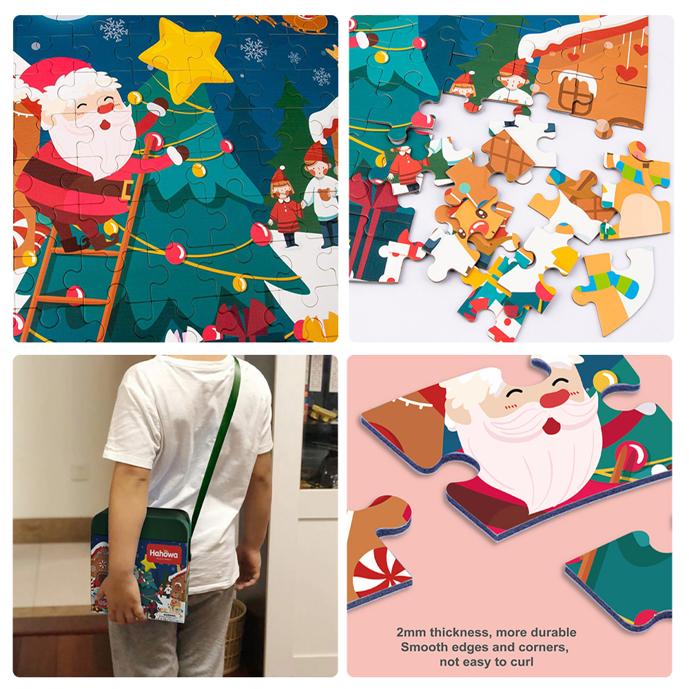 Christmas Tree Shapes Jigsaw Puzzle Cartoon Santa ... – Grandado