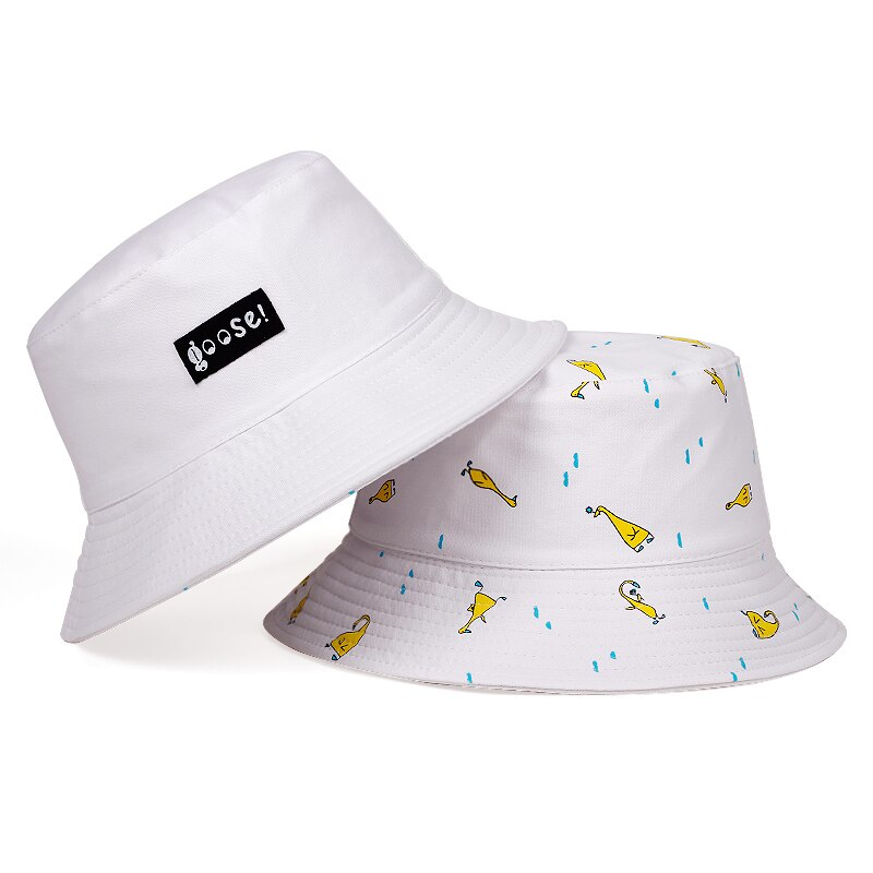 Goose printing fisherman hat double-sided wearable... – Grandado