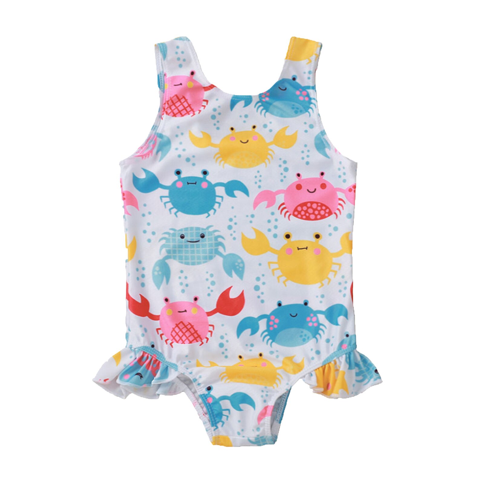 4# Toddler Kid Baby Girl Cartoon Crab Print One Pi... – Grandado