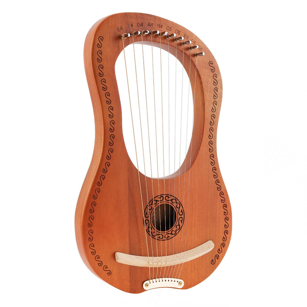 10 String Lyre Harp Solid Mahogany Wood Carving Re... – Vicedeal
