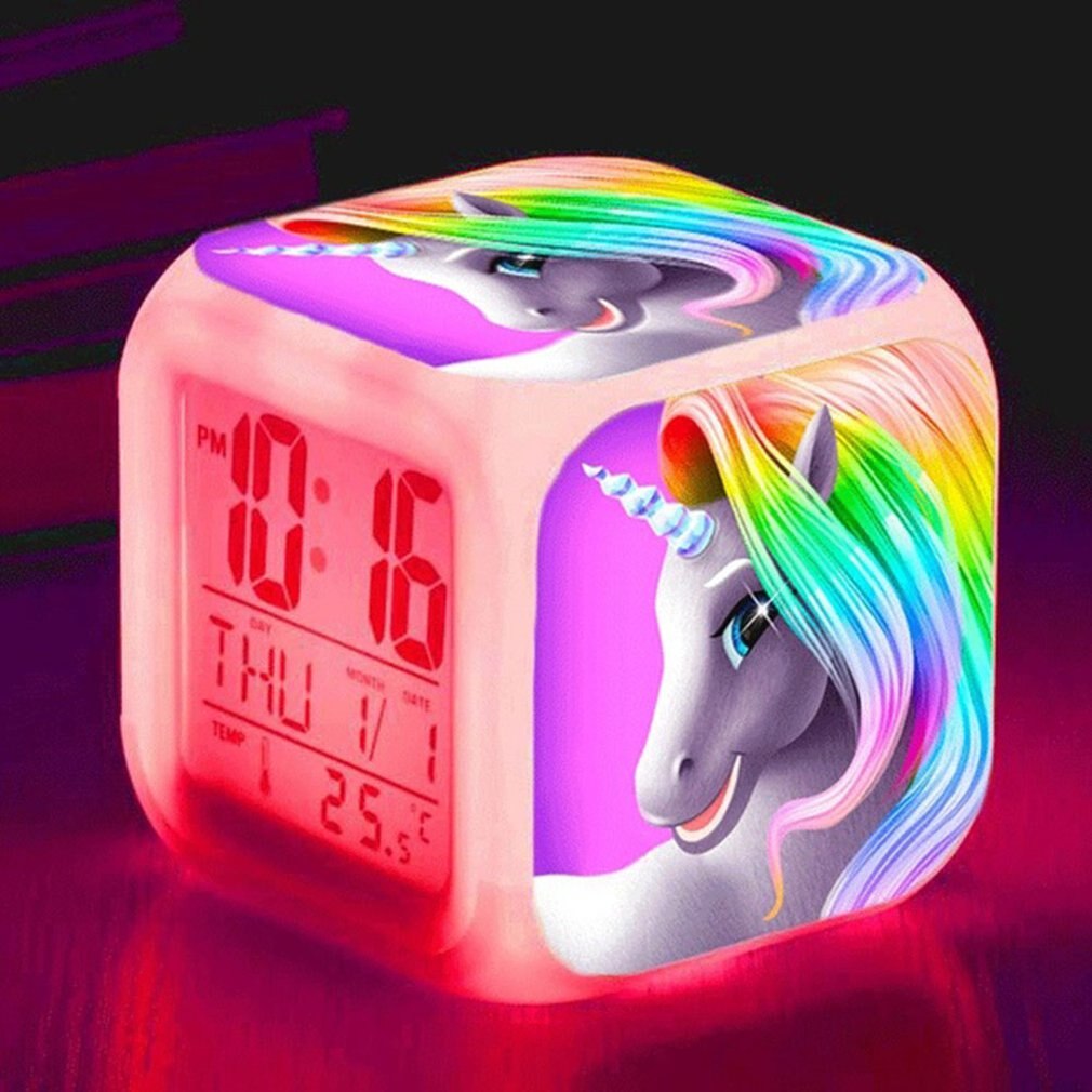 Cute Colorful Cartoon Unicorn Alarm Clocks LED Lig... – Vicedeal