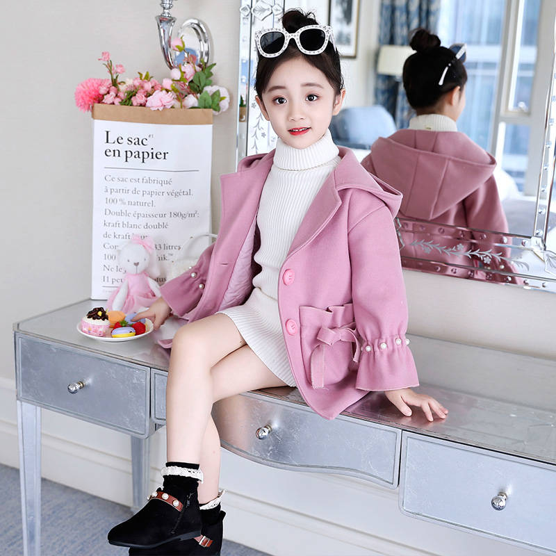 Girls woolen coat in the long section of autumn an... – Vicedeal