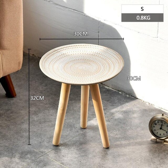 Round Nordic Wood Coffee Table Bed Sofa Side Table... – Grandado