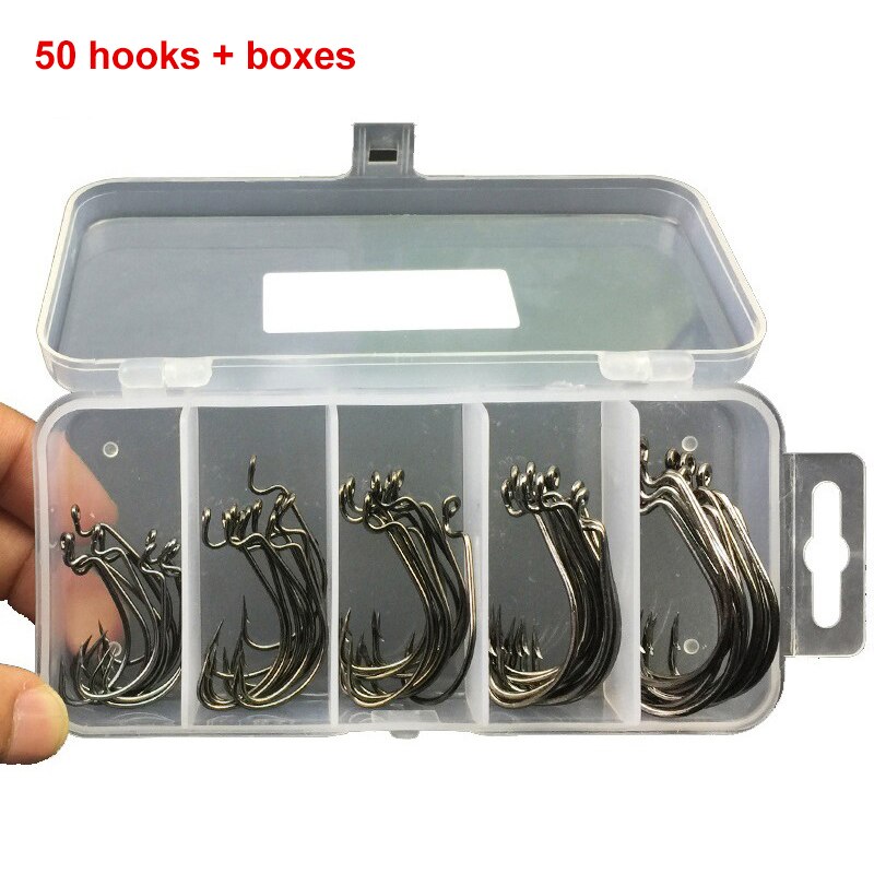 50pcs/100pcs sea hooks Fishing box offset hook 2#-... – Vicedeal