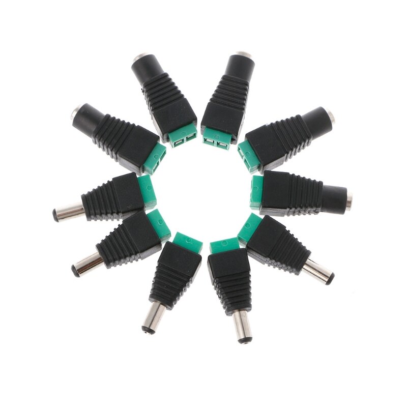 5 par han + hun 2.1 x 5.5mm dc strømstik stik adap... – Grandado