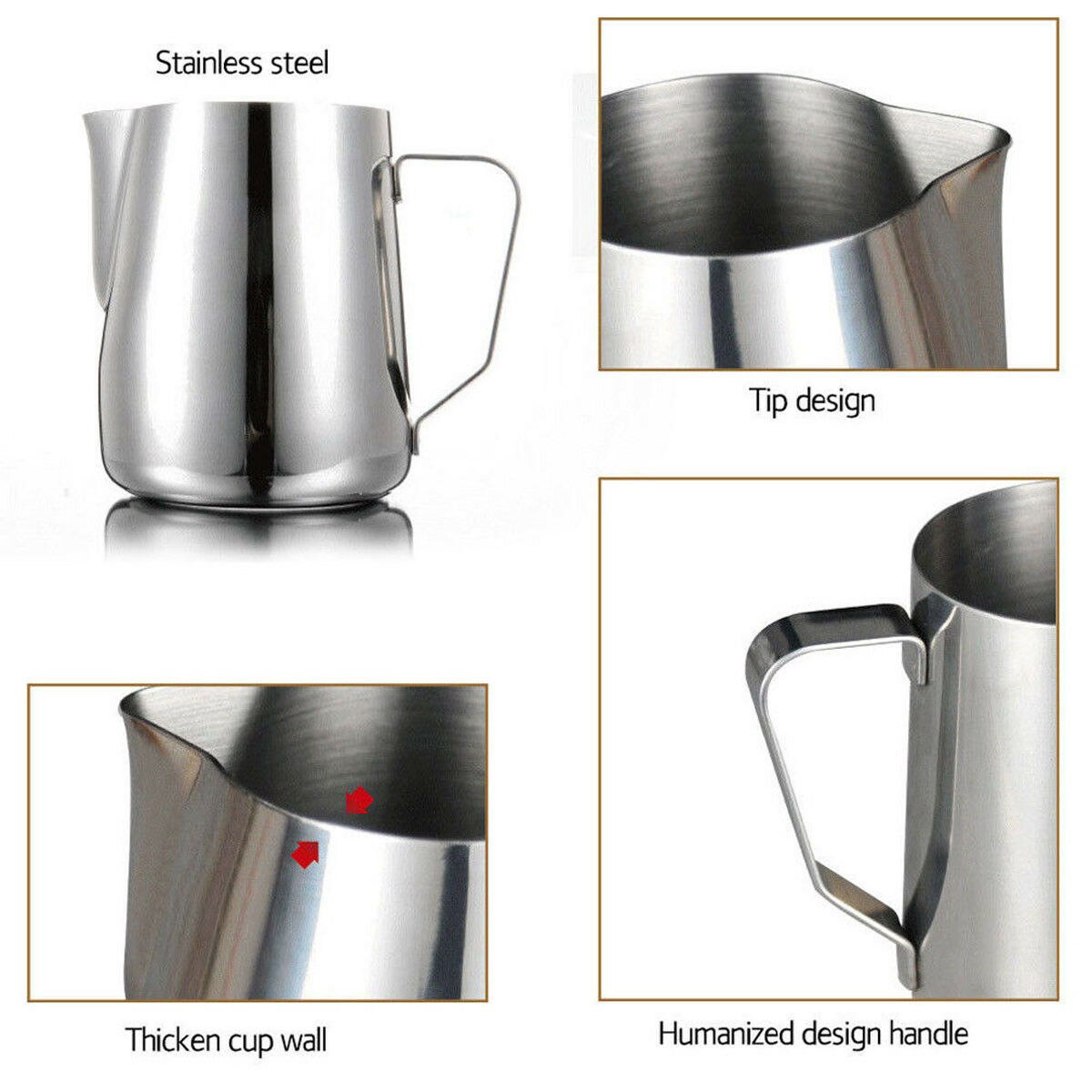 Brand Silver Stainless Steel Milk Frothing Jug Fro... – Vicedeal