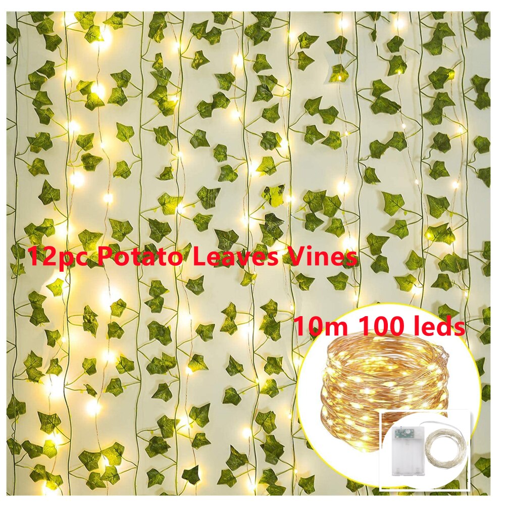 12 Pack Faux Leaf Vines Hanging Ivy Leaf Vine with... – Grandado