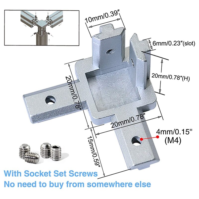 4Pc Series 3 Way End Corner Bracket Connector for ... – Vicedeal
