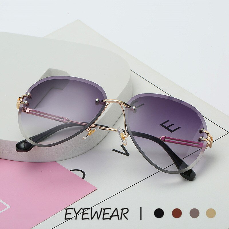 Rimless Metal Sunglasses Women Brand Sun Glasses G... – Grandado