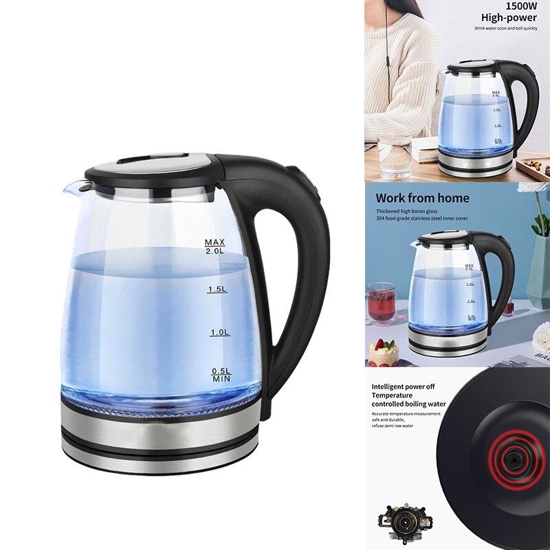 Top 2L Stainless Steel Electric Kettle Blue LED Li... – Vicedeal