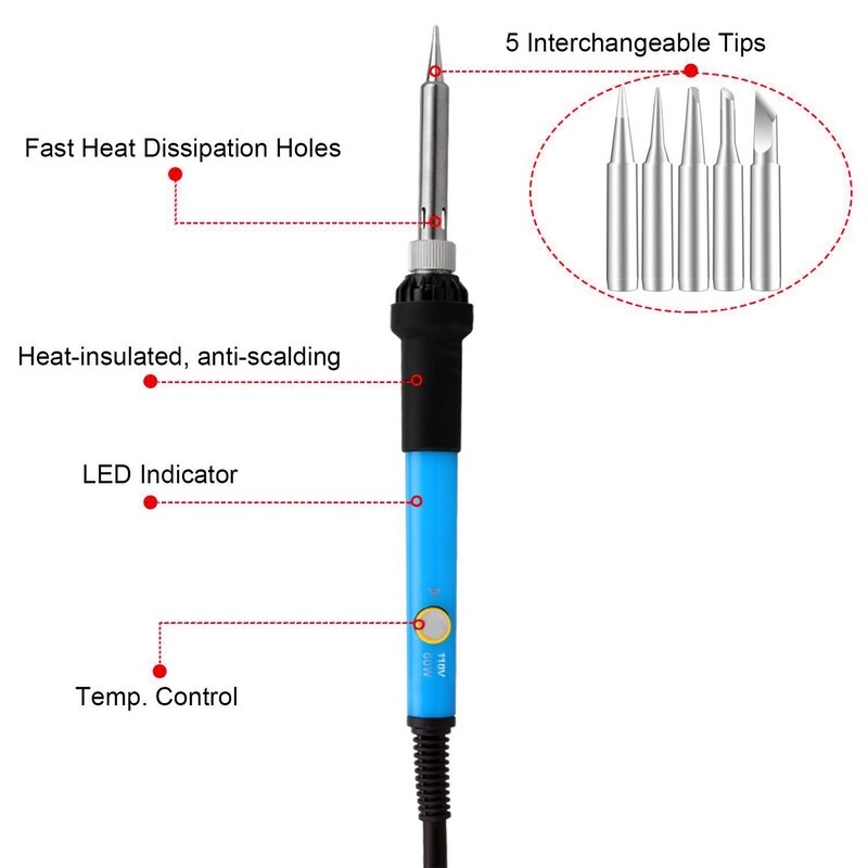 60W Elektrische Soldeerbout Kit Verstelbare Temper... – Grandado