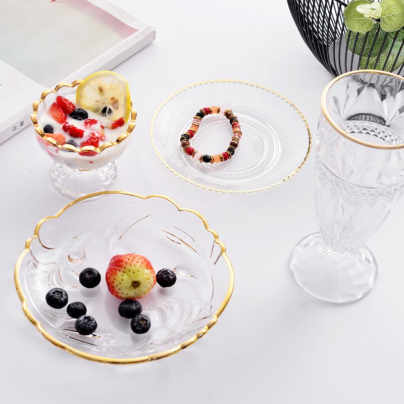 Romantic breeze golden edge glass household relief... – Grandado