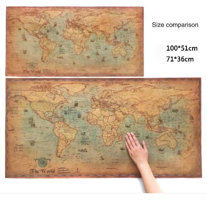 Nautical Ocean Sea World Map Retro Old Art Paper P... – Grandado