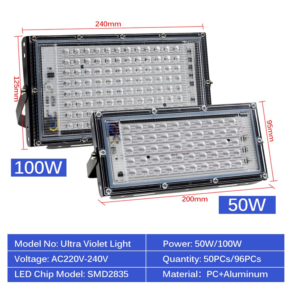 UV LED Floodlight 50W 100W Ultraviolet light 395nm... – Grandado