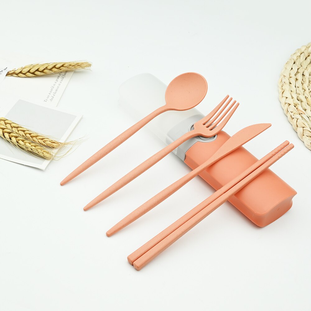 Dinnerware Orange Wheat Straw 4/6/8/10 Set Flatwar... – Grandado