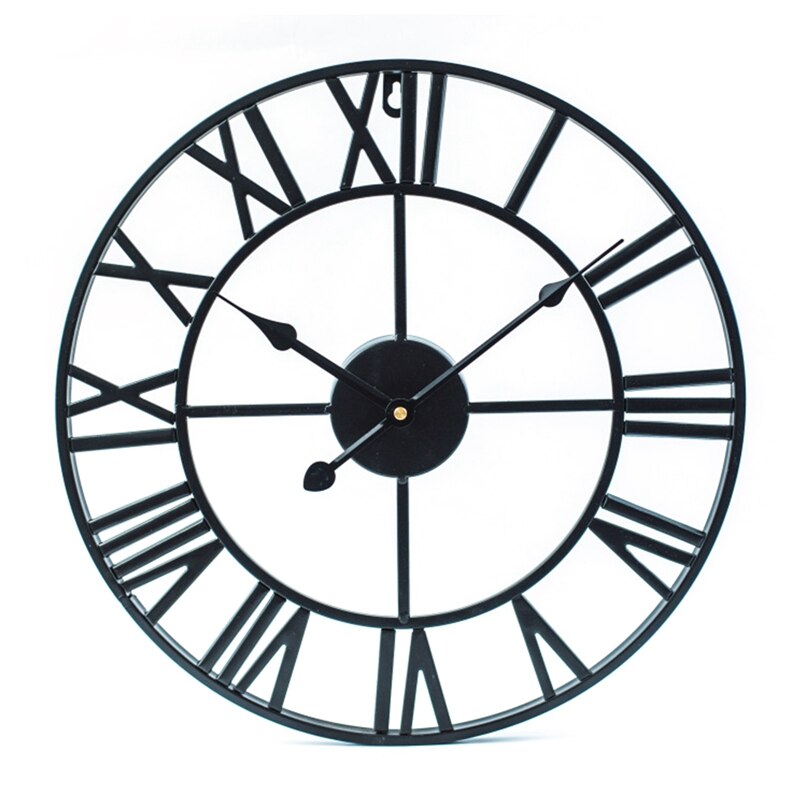 Nordic Roman Numeral Metal Wall Clocks Retro Hollo... – Grandado