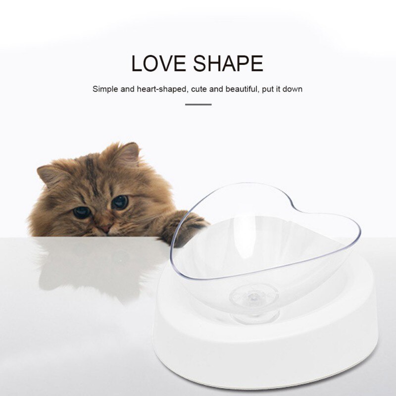 Dog Cat Love Shape Double Bowl Feeder Pet 360 Degr... – Grandado