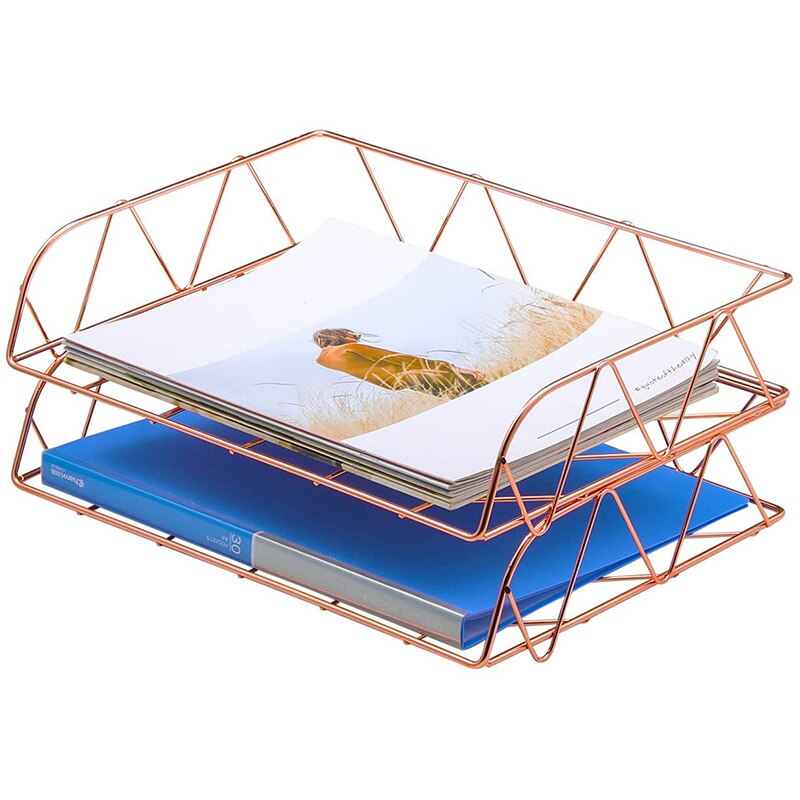 2 Packs Stackable Horizontal Metal File Letter Tra... – Vicedeal