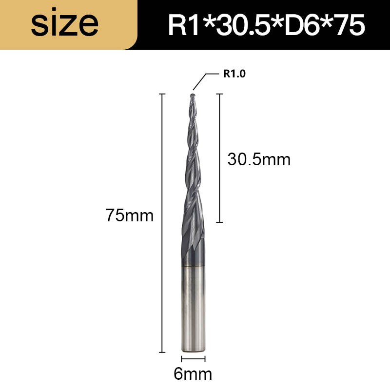 2 Stks/partij Spiraal Bal Nose Tapered End Mill Ca... – Grandado