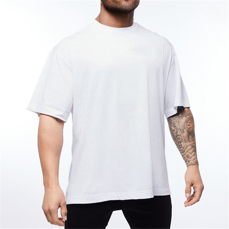 Oversized T shirt Men Shoulders Gym Bodybuilding F... – Grandado
