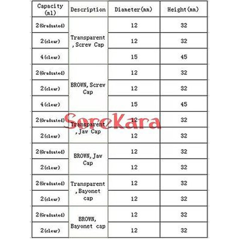 10pcs 2ML Graduated Round Injection Glass Vial wit... – Vicedeal