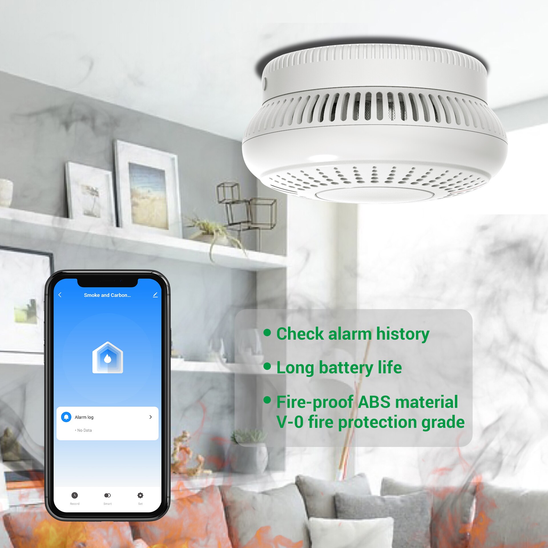 ANKA Interlink WiFi Smoke Detector Tuya Smart 85dB... – Grandado