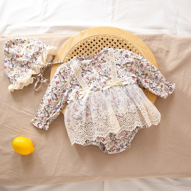 Mono de manga larga con encaje Floral Retro Para n... – Grandado