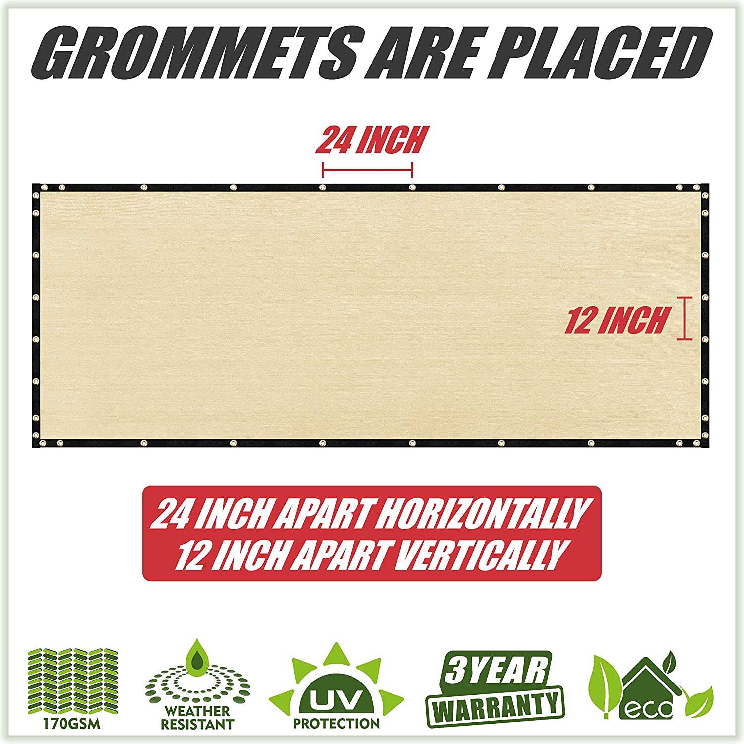 5' x 50' Beige Fence Privacy Screen Windsc... – Grandado