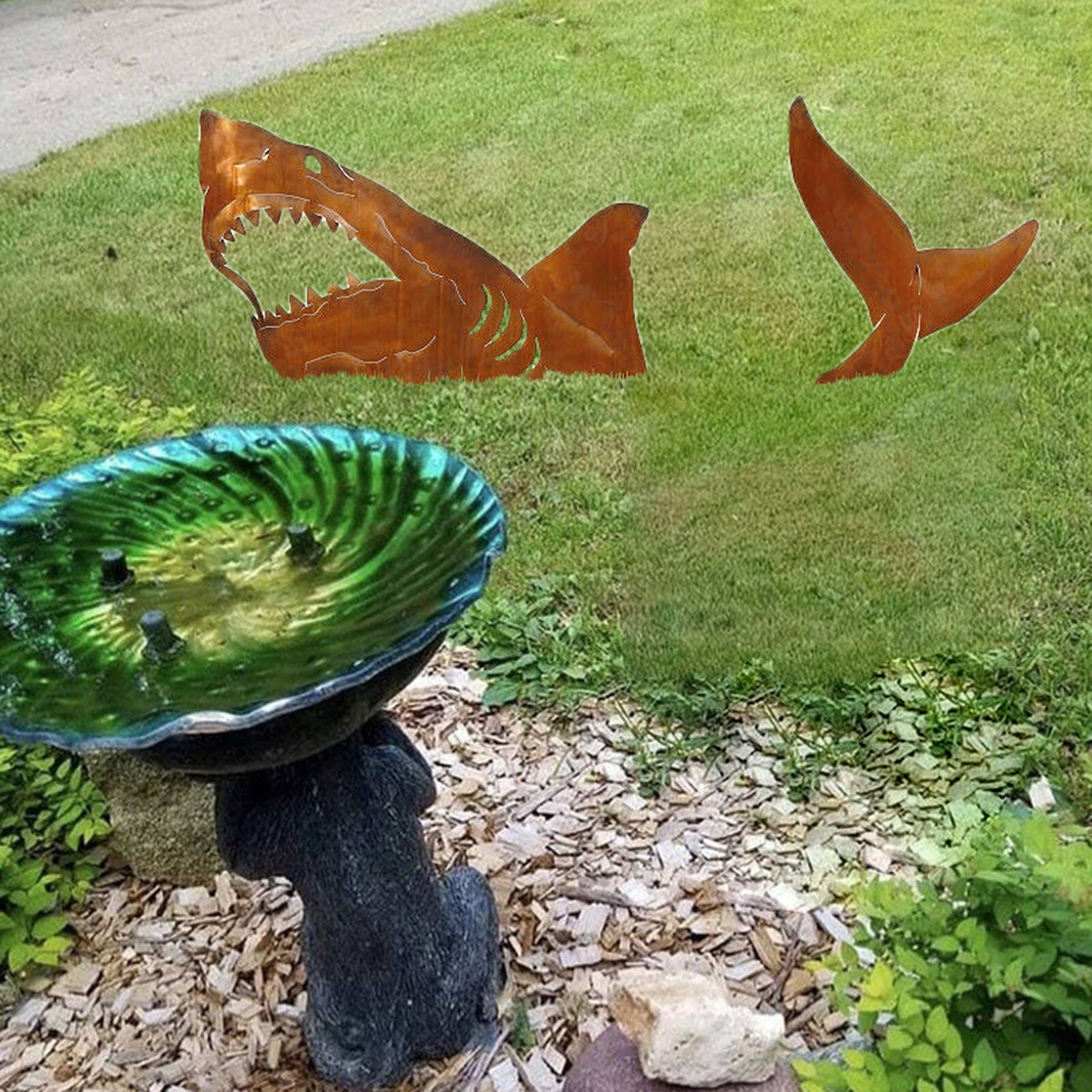 Shark Garden Art Figurines Yard Courtyard Outdoor ... – Vicedeal
