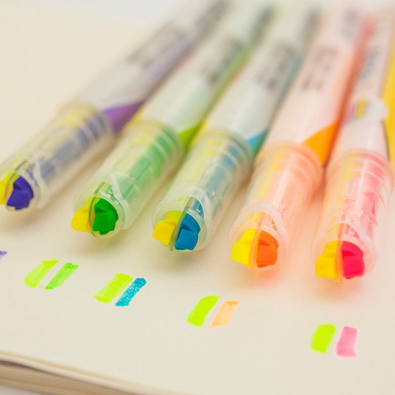 5 pcs/Lot Dual color highlighter Fluorescent pen m... – Grandado