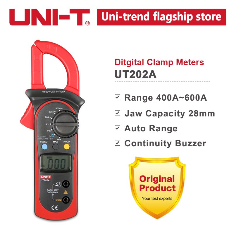 UNI-T UT202A clamp meter 600A digital Current Mete... – Vicedeal