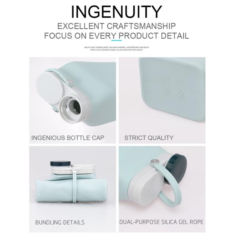 Reusable 600ml Silicone Folding Water Bottle Outdo... – Grandado