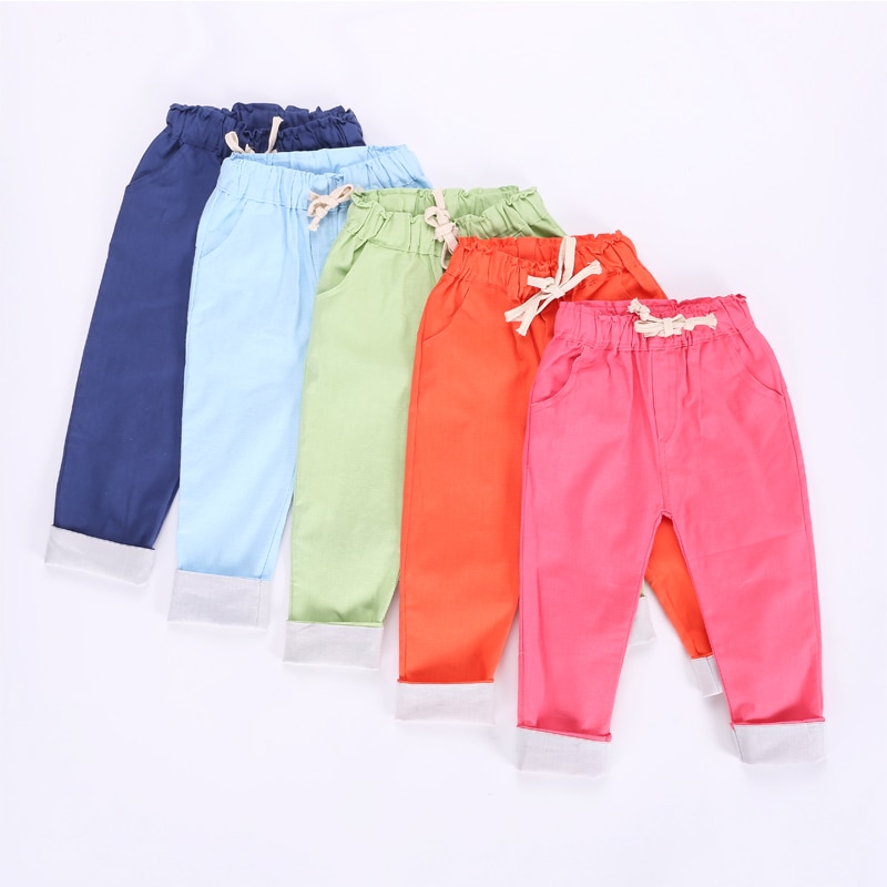 1PC Boys Girls Long Pants Linen Candy Color pant c... – Grandado