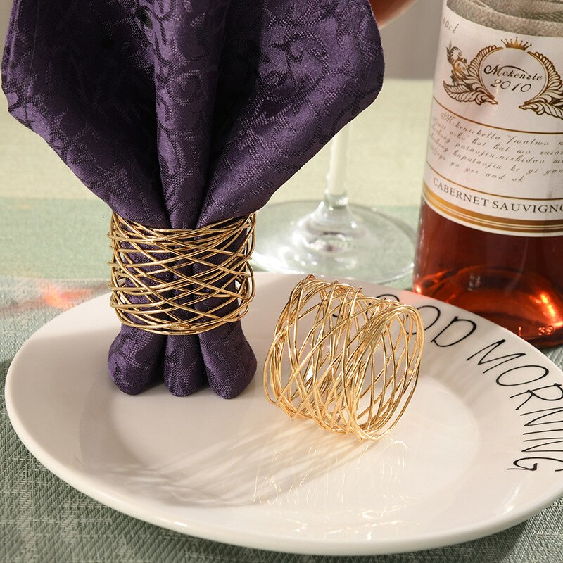 Wide Round Gold Napkin Ring,Metal Cross Hollow Sli... – Grandado