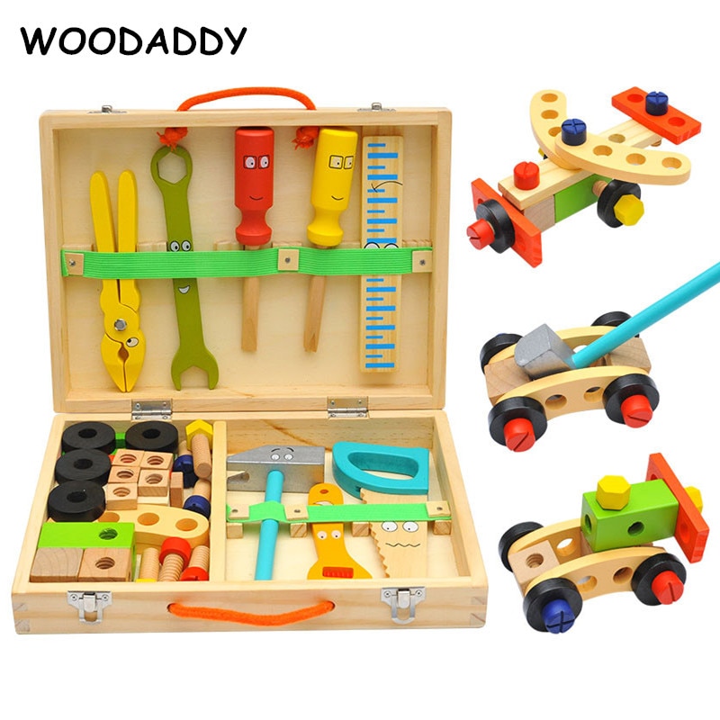 Baby leksaker tecknad verktygslåda kombination trä... – Grandado