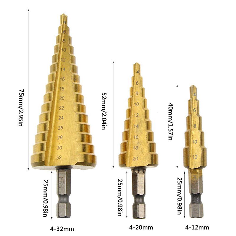 Hss Step Cone Conical Drill Bit Set Hole Milling C... – Grandado