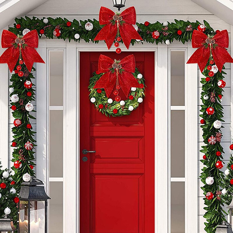 Large Red Gold Sparkling Glitter Christmas Ribbon Grandado